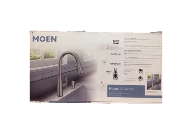 MOEN REYES PULL-DOWN Sprayer Kitchen Faucet w/ Power Clean Spot Resist ...