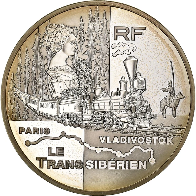 [#198720] FRANCE, 1-1/2 Euro, Le Trans Sibérien, 2004, Paris, Silver ...
