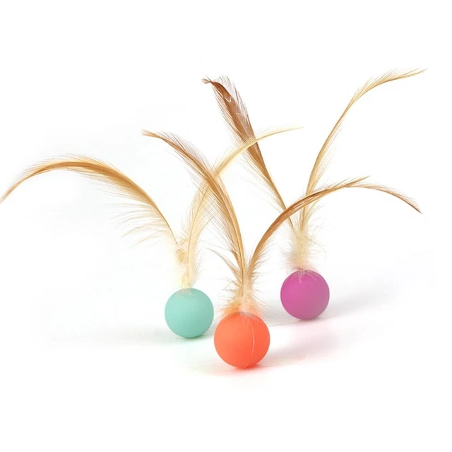 DOG TOY SOFT Feather Balls Rubber Ball Puppy Toys for Kitten Exercise ...