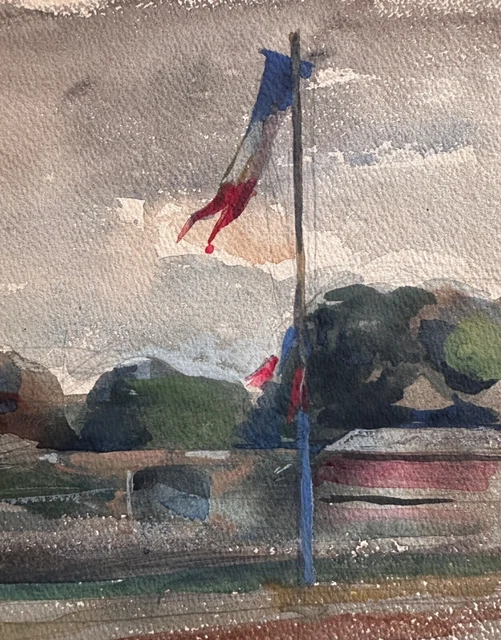 BEAUTIFUL DRAWING TRICOLOR Flag Landscape Study Jean Terles Art $82.03 ...