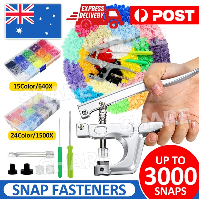 KAM SNAP BUTTONS 1500PCS T5 Plastic Press Stud Cloth Pliers Machine ...