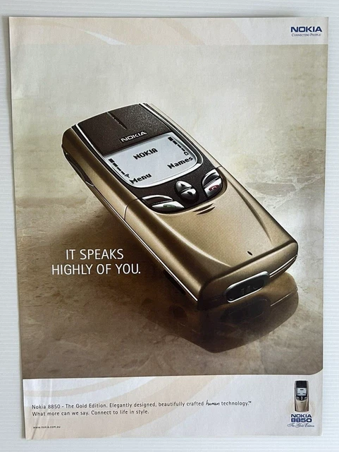 NOKIA 8850 MOBILE Phone Vintage PRINT AD Retro Art Deco 2001 PAPER ...
