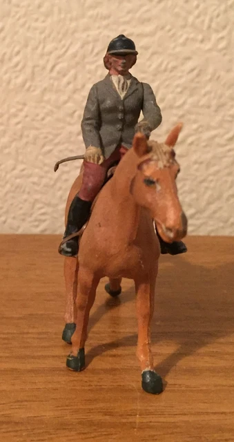 VINTAGE BRITAINS LTD Plastic Farm Bay Tan Horse w Lady Figure ...