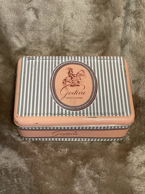 RARE VINTAGE GODIVA Chocolatier Confiseur Antique Tin Box Lady Godiva ...