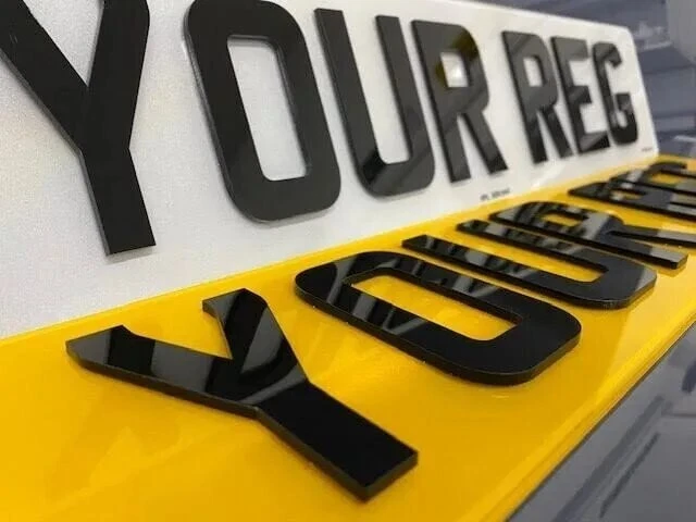 SET OF 4D Number Plates Road Legal Front & Rear Gloss Black Mot £19.88 ...