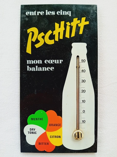 ANCIEN THERMOMÈTRE PUBLICITAIRE Soda PSCHITT orange, citron, menthe ...