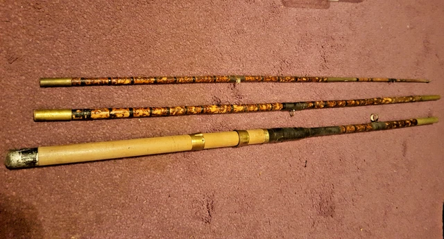 ANTIQUE CANE/BAMBOO FISHING Rod For Restoration plus a reel £25.00 ...