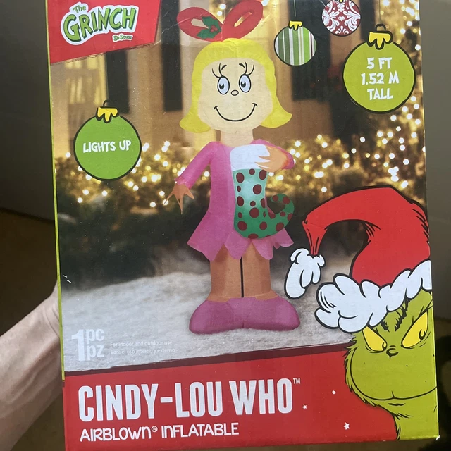 GEMMY CINDY LOU Who with Stocking 5 Ft. Airblown Inflatable LED Light ...