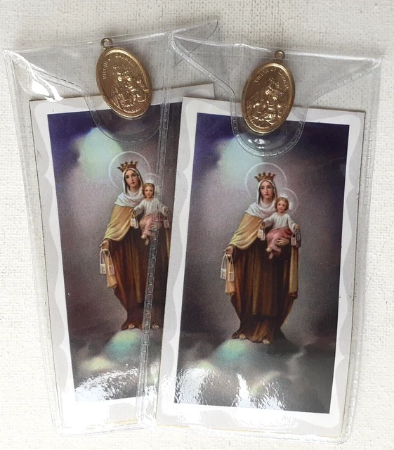 OUR LADY OF MOUNT CARMEL Prayer Card & Medal PACK OF TWO £2.99 - PicClick UK