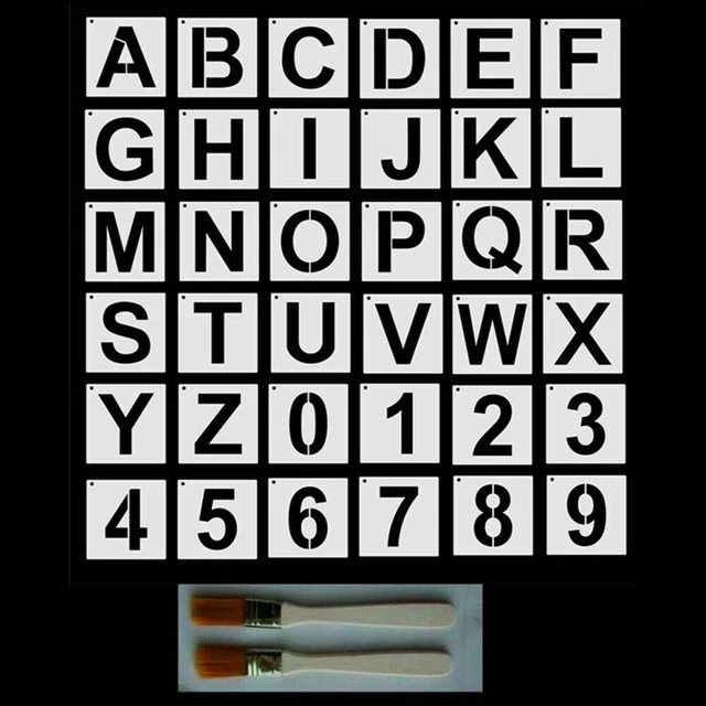 38 PCS ALPHABET Letter & Number Stencils A-Z 100mm Painting Stencils ...