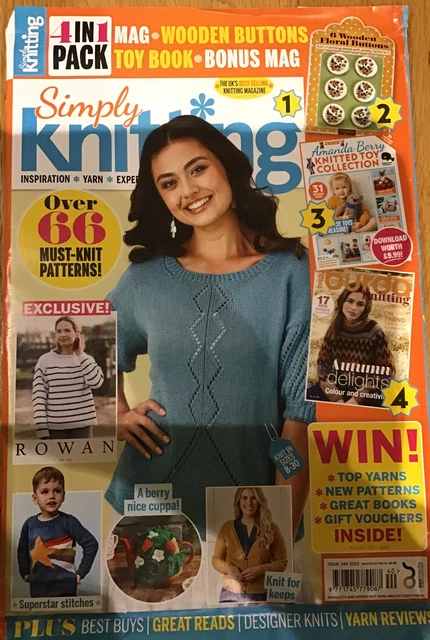 SIMPLY KNITTING MAGAZINE ISSUE 240 2023 4in1 +FREE GIFTS - BRAND NEW ...