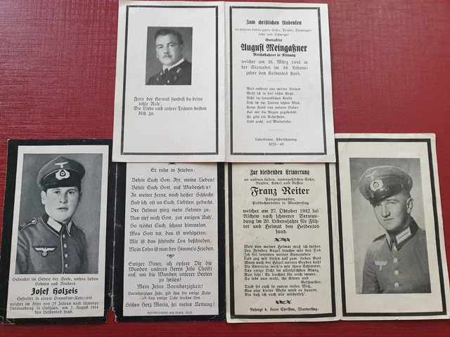 ORIGINAL GERMAN WW2 death Cards Lot X 3 Sterbebild Wk2 Konvolut fallen ...