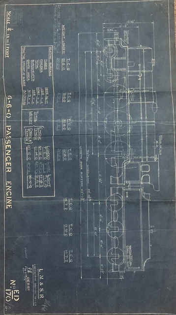 RAILWAY STEAM LOCOMOTIVE drawing of LMS 4-6-0 £10.00 - PicClick UK