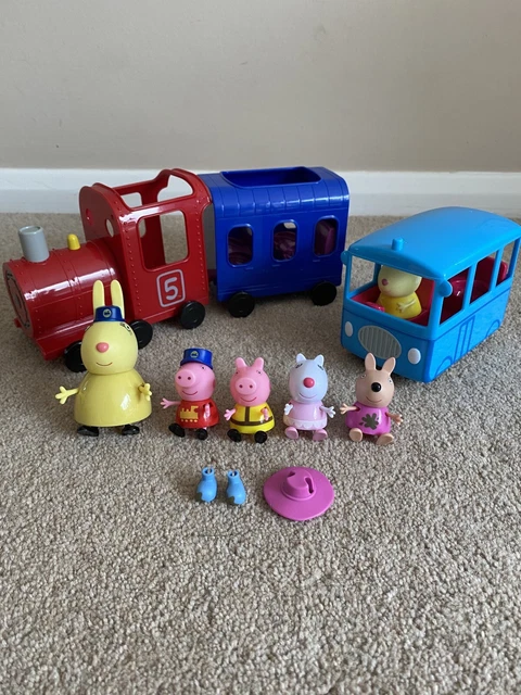 PEPPA PIG MISS Rabbits Train Bus Vehicle Figures Toy Bundle Suzy Sheep ...