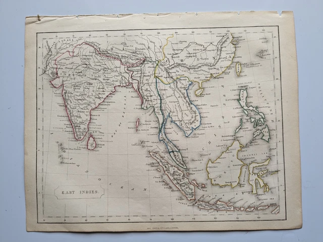 1848 MAP OF East Indies Philippines Borneo Cochin China India hand ...