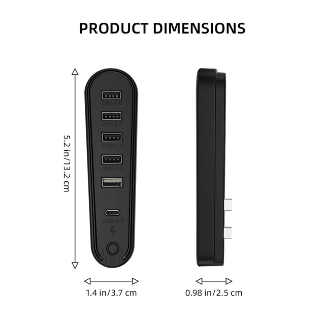 FOR PS5 PRO Slim USB Hub 6 Ports RGB Light for Quick Device Connection ...