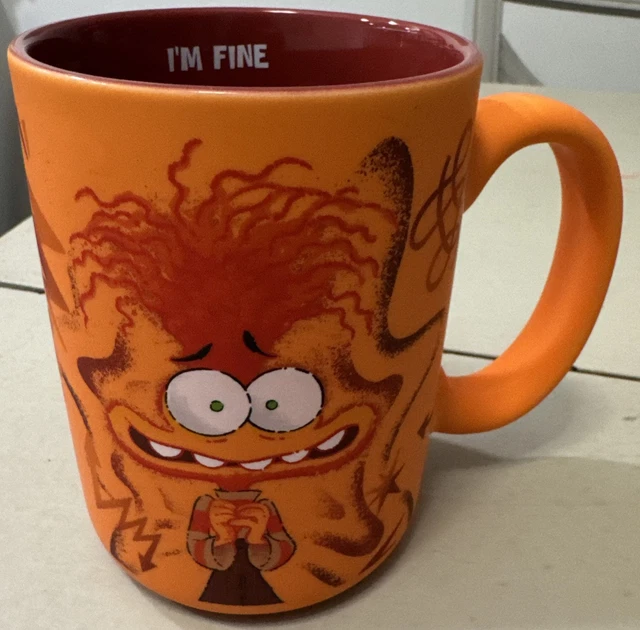 DISNEY PIXAR INSIDE Out 2 Movie Mug Anxiety I'm Fine Cup Orange 12 Oz ...