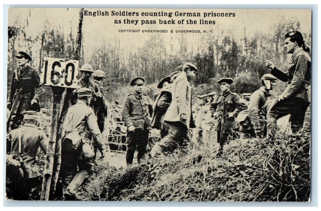 C1910'S ENGLISH SOLDIERS Military Counting German Prisoners WWI Antique ...
