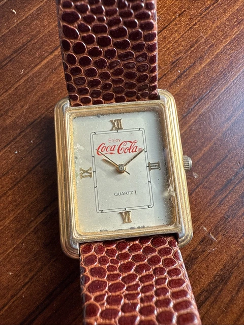 RARE COCA COLA Men’s Tank Watch Roman Numerals As Is $131.48 - PicClick AU