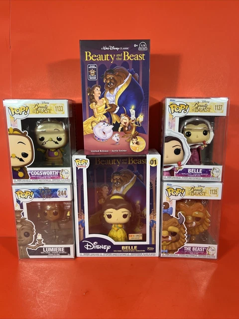 DISNEY BEAUTY & the Beast Plush in VHS Box Limited 4 Funko Pops & 1 ...