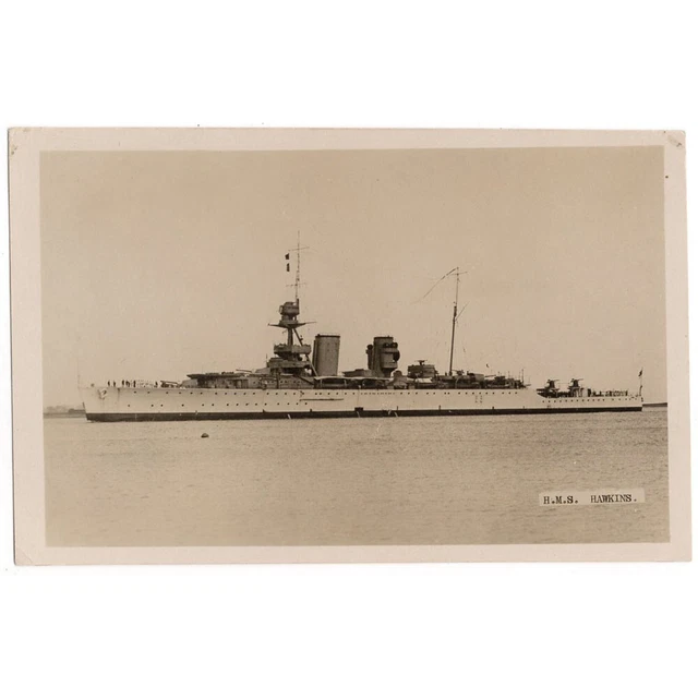 HMS RALEIGH (1917) Hawkins-heavy Cruiser Royal Navy RP Postcard Unused ...