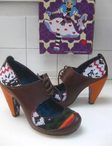 IRREGULAR CHOICE SHOES 7 41 Daisy Girl Petunia Pie Leather Knit Alice ...