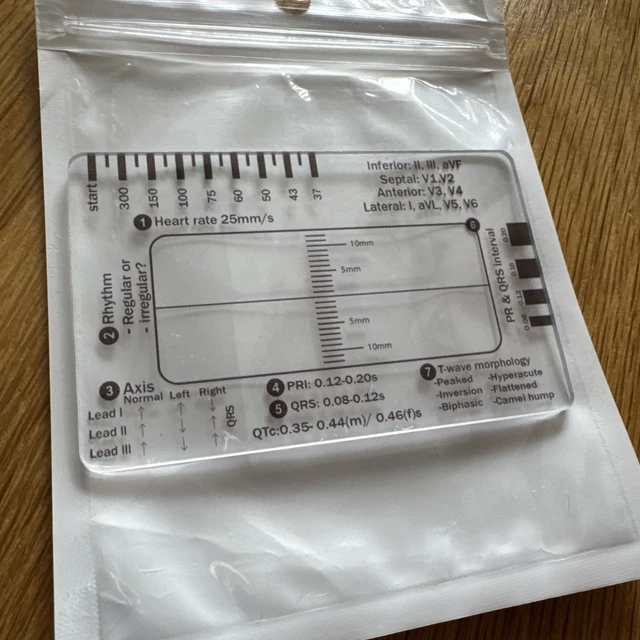ECG/EKG 7 STEP Ruler Card For ECG/EKG Interpretation Portable ECG EKG ...