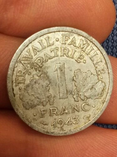 COIN FRANCE 1 FRANC 1943 Etat Francais Patrie French coin Kayihan coins ...