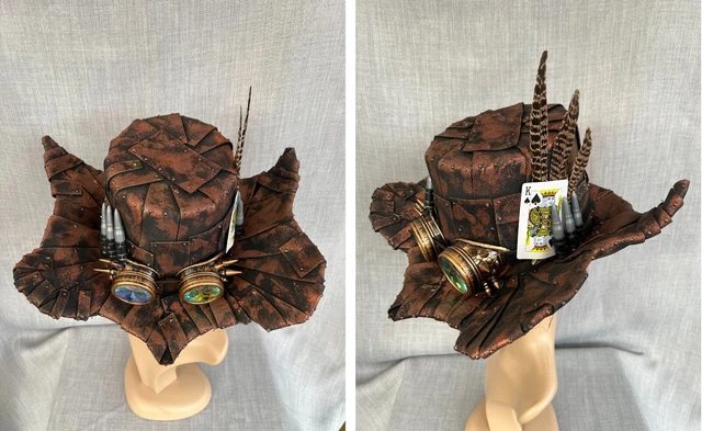 UNIQUE MENS BRONZE Gothic Vampire Hunter Hat Stakes Bullets Jeepers ...