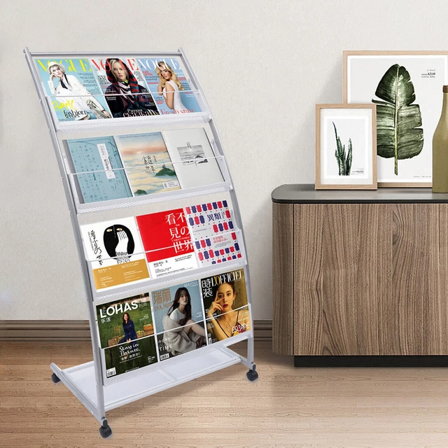 4-TIER FLOOR-STANDING MAGAZINE Rack Brochure Book Rack Storage for ...