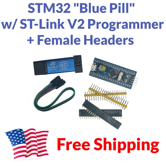 STM32F103C8T6 ARM STM32 Development Board Blue Pill ST-Link V2 HEADERS ...
