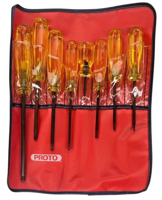 VINTAGE NOS PROTO Professional Screwdriver Set J9302 8 pcs TORX BIT ...