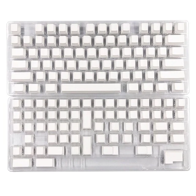 MINIMALISTIC WHITE BLANK Keycaps CherryProfile for Mechanical Keyboard ...