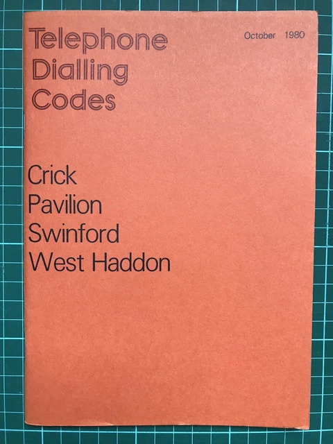 VINTAGE GPO POST OFFICE BT Telephone Dialling Code Book Crick October vintage-gpo-post-office-bt-telephone-dialling-code-book-crick-october
