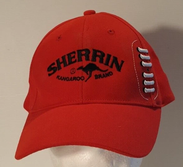 SHERRIN KANGAROO BRAND Logo AFL Footballs Baseball Style Cap Hat. Red ...
