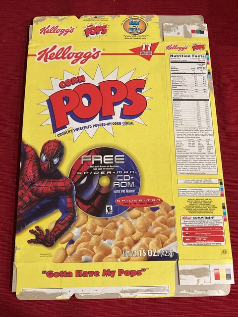 2002 KELLOGGS CORN Pops Cereal Box Spider-Man CD Offer - Empty & Flat £ ...