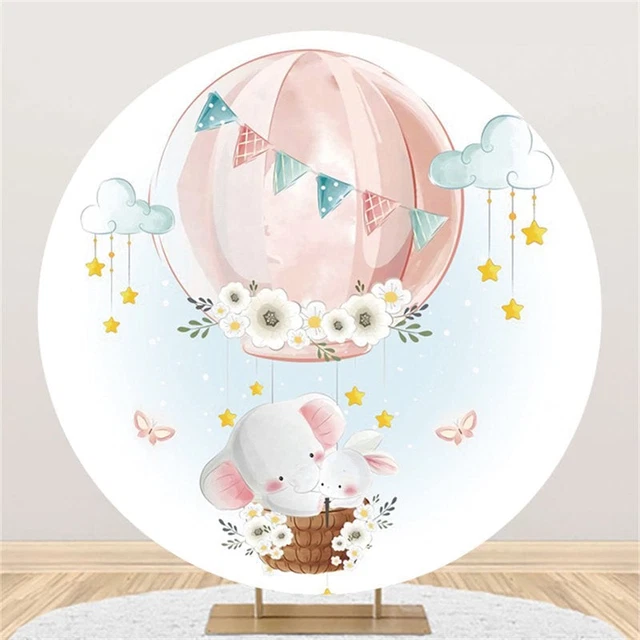 PINK BALLOON ELEPHANT Happy Birthday Round Backdrop $38.01 - PicClick AU