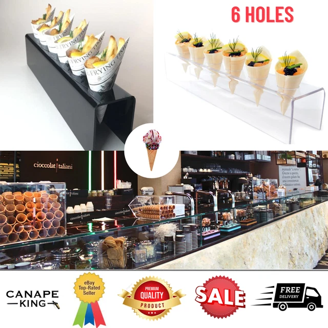 ACRYLIC ICE CREAM Cone Holder Chip Counter Top Display Stand Rack 6 ...