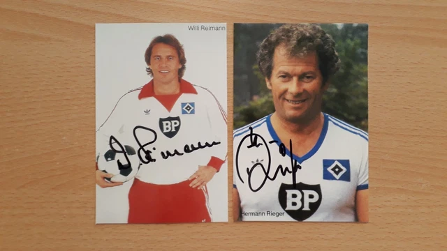 2 AUTOGRAMMKARTEN HERMANN Rieger und Willi Reimann HSV Hamburger SV W ...