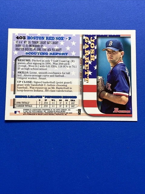 1997 BOWMAN - International #405 Josh Garrett (RC) Rookie Card Boston ...