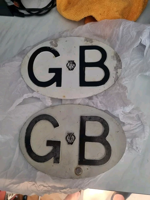 GENUINE VINTAGE AA Car Badges GB Plate Original Paint X2 £65.00 ...