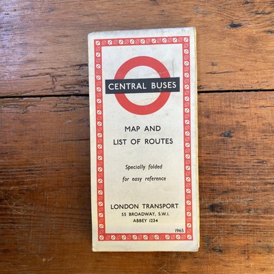 CENTRAL BUSES MAP And List Of Routes, London Transport, 1965 £1.79 ...