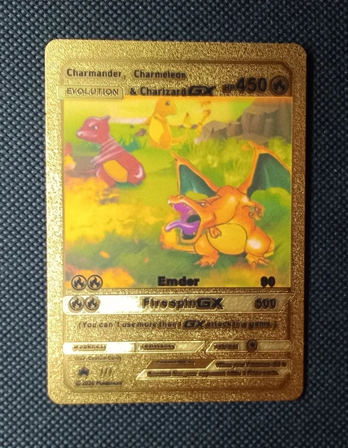 POKÉMON CHARMANDER CHARMELEON Charizard GX Gold Foil Pokemon Fan Art ...