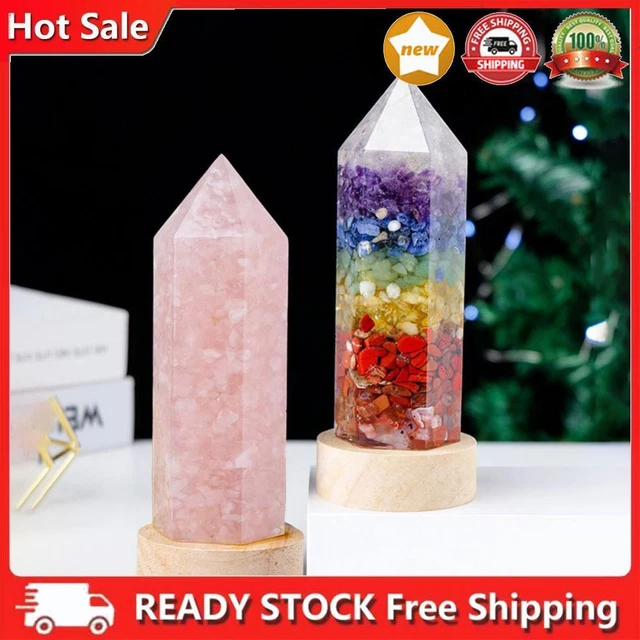 LED CRYSTAL TOWER Light Creative Prism Crystal Lamp Wooden Base for ...