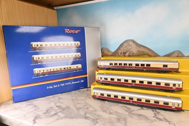 ROCO H0 4-ACHS Personenwagen Set TEE 74/75 "Roland" 3-tlg. Nr. 74073 ...