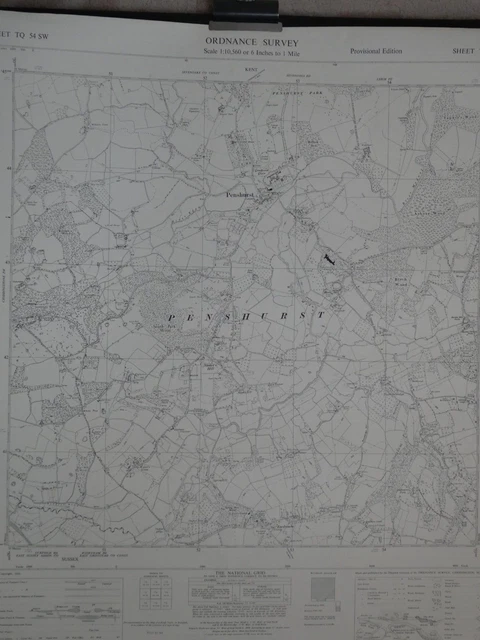 ORDNANCE SURVEY MAP Tq 54 Sw, Kent, 1960, 6In To 1 Mile, Penshurst ...