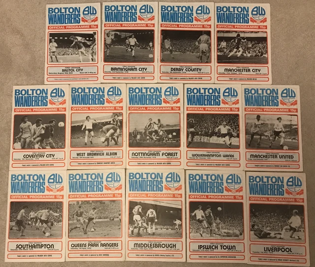 BOLTON WANDERERS PROGRAMMES x 14 from Season 1978/79 £14.00 - PicClick UK