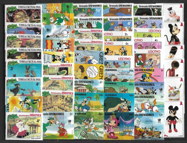 WALT DISNEY CARTOON STAMPS COLLECTION PACKET of 50 Different Stamps MNH ...