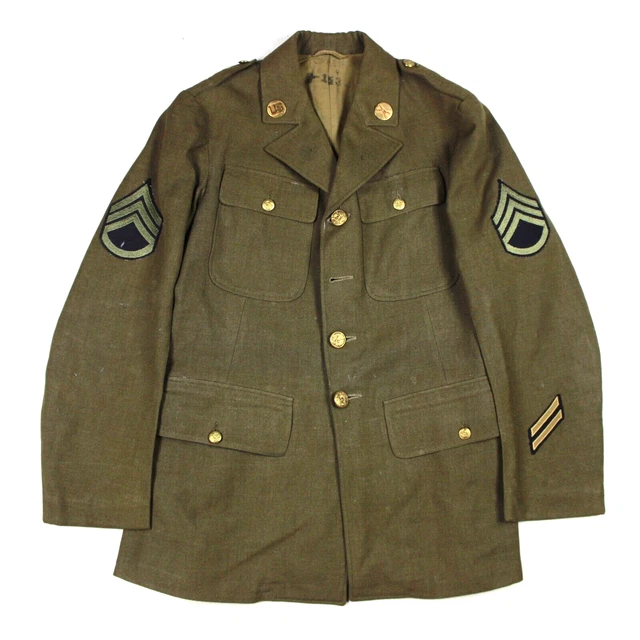 WW2 US ARMY Enlisted Em Od Wool Dress Uniform 4 Pocket Jacket ...