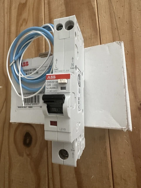 ABB 20A 30MA Rcbo Dse201 M 1 Pole Type C C 20 2Csr275051R1204 10Ka Ac30 ...